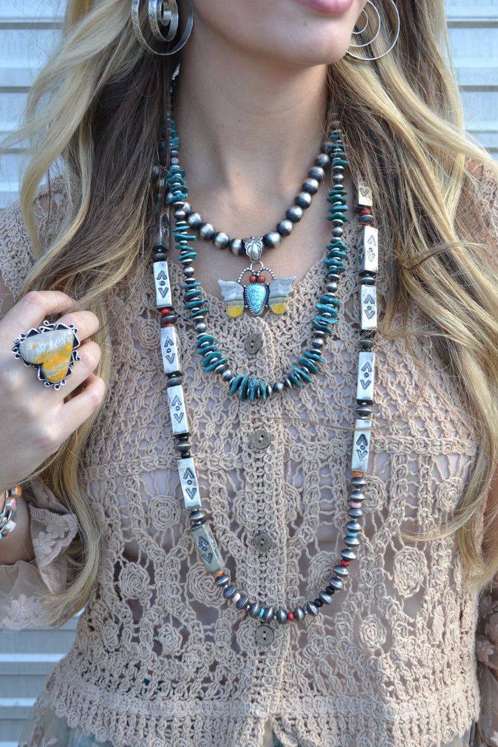 The Canton 36” Multi Color Navajo Box Bead Necklace Set – Lost Vaquera ...